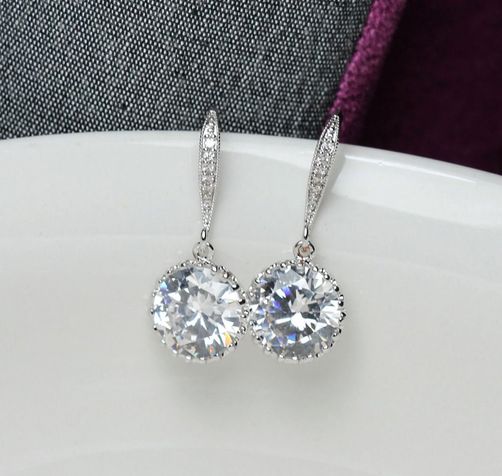 Cz Earring Cubic Zirconia Earring Bridal Earring Wedding - Etsy