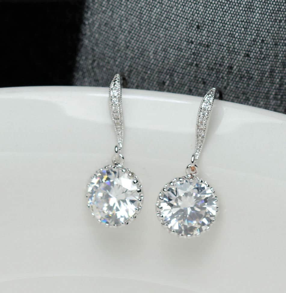 Cz Earring Cubic Zirconia Earring Bridal Earring Wedding - Etsy