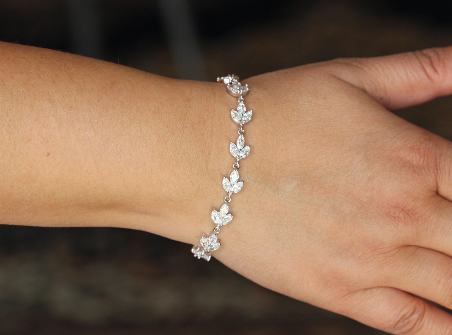 Bridal jewelry bridal bracelet wedding cz bracelet bridesmaid | Etsy