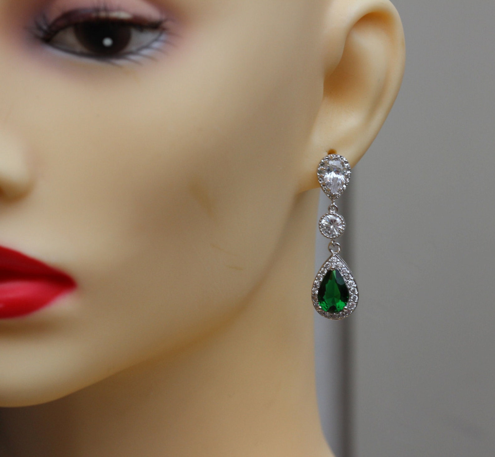 Emerald Green Earring Dangle Wedding Earrings Wedding Jewelry | Etsy