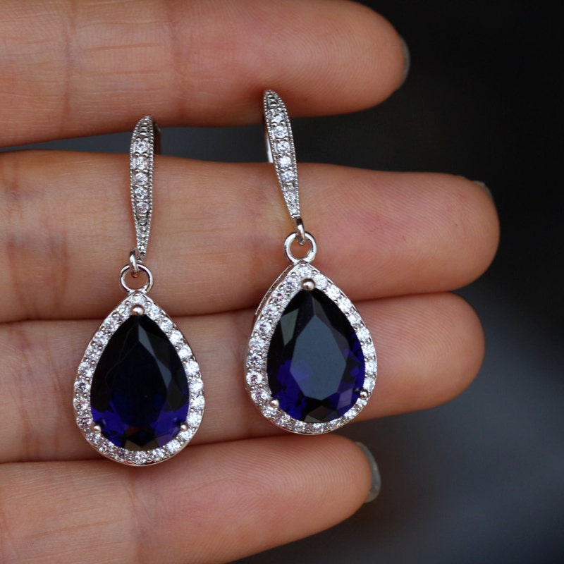 Blue Drop Earrings - Etsy