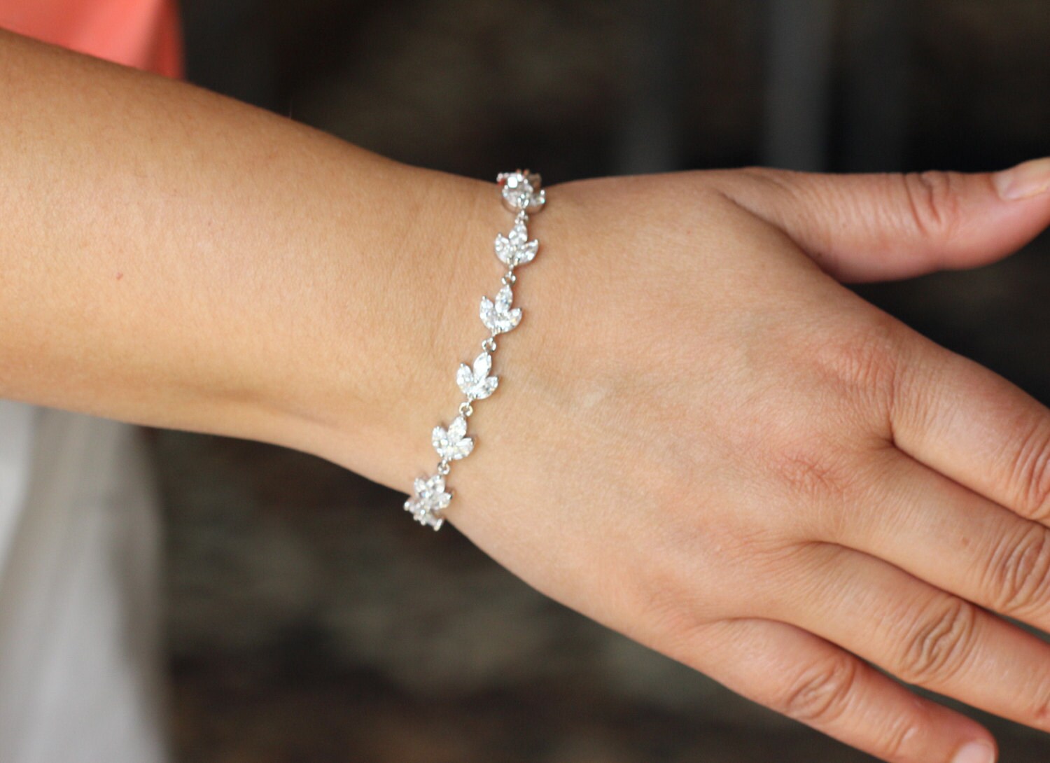 Bridal jewelry bridal bracelet wedding cz bracelet bridesmaid | Etsy