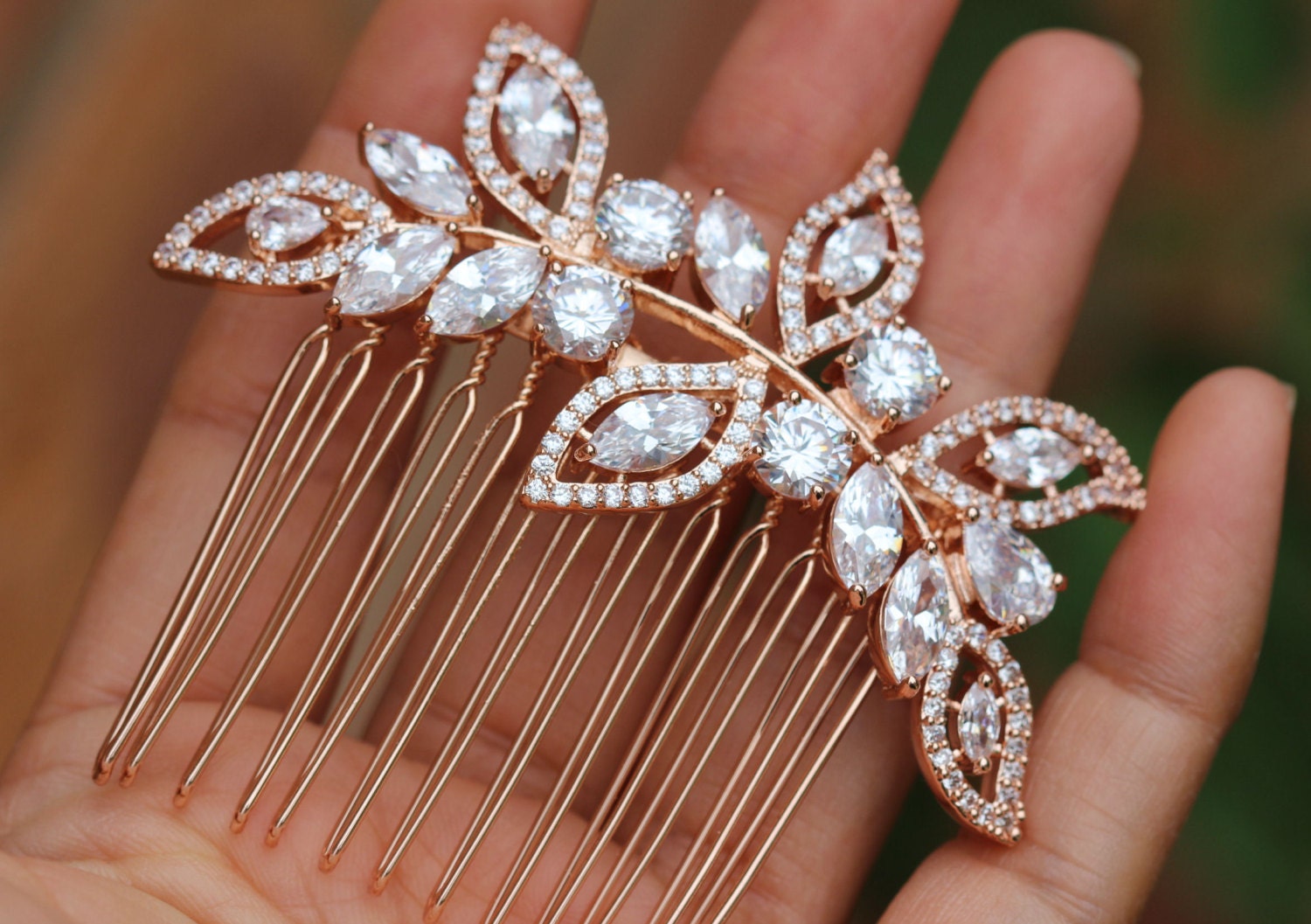 Bridal Hair Comb Rose Gold Hair Comb Hair Accessories Bridal - Etsy