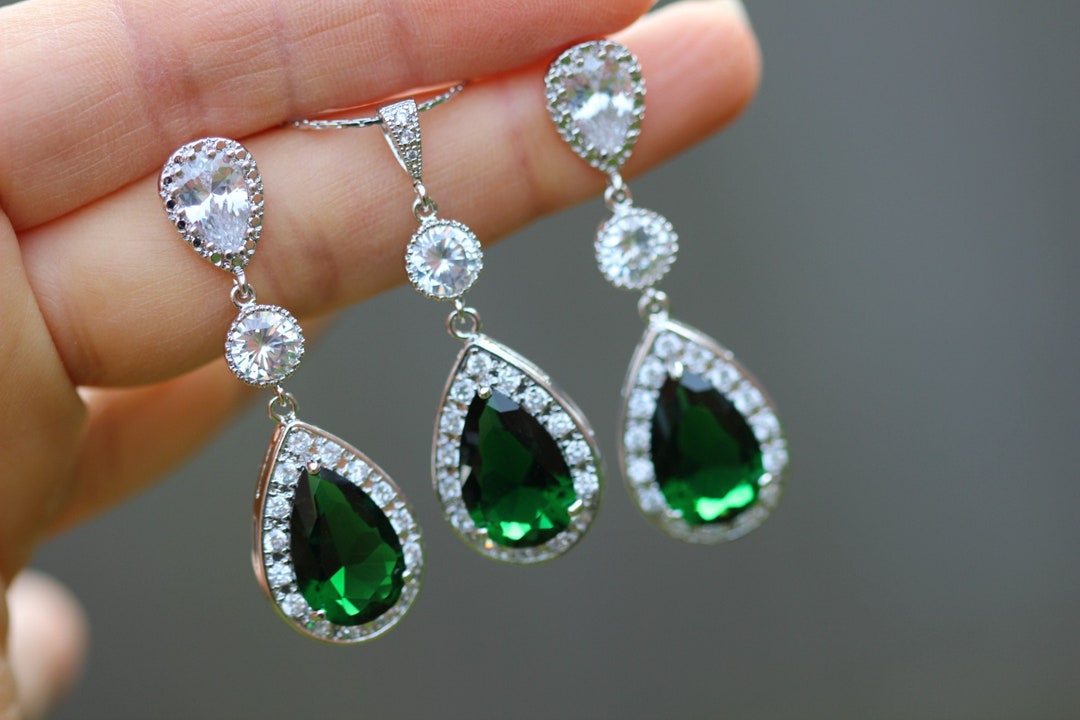 Emerald Green Jewelry Set Emerald Green Bridal Jewelry Set Emerald ...