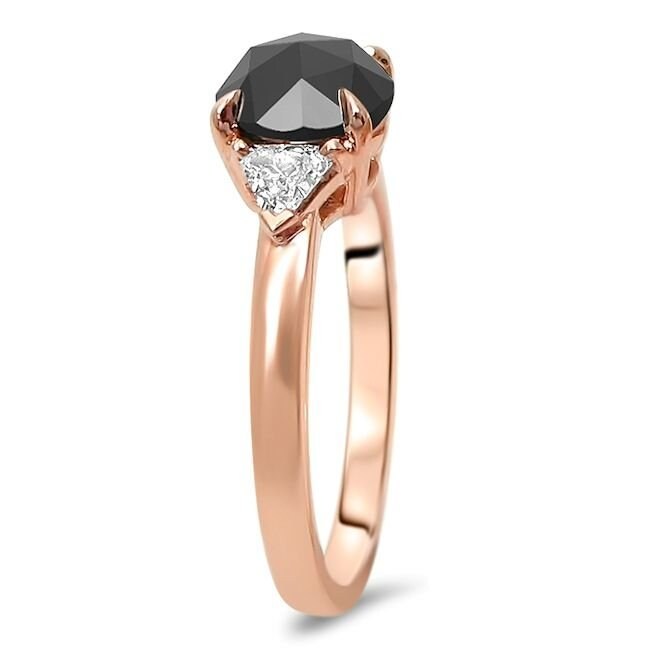 Black Rose Cut Round Diamond 3 Stone 7mm 1.58ct Engagement | Etsy