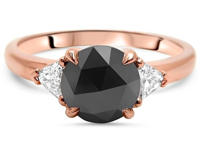 Black Rose Cut Round Diamond 3 Stone 7mm 1.58ct Engagement | Etsy