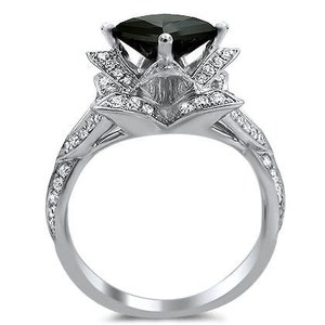 3.05ct Black Princess Cut Diamond Lotus Flower Engagement Ring - Etsy