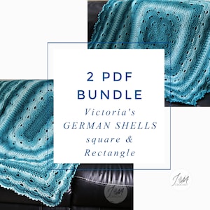2 CROCHET PATTERN BUNDLE Rectangle Crochet Shells of One-color Blanket ...