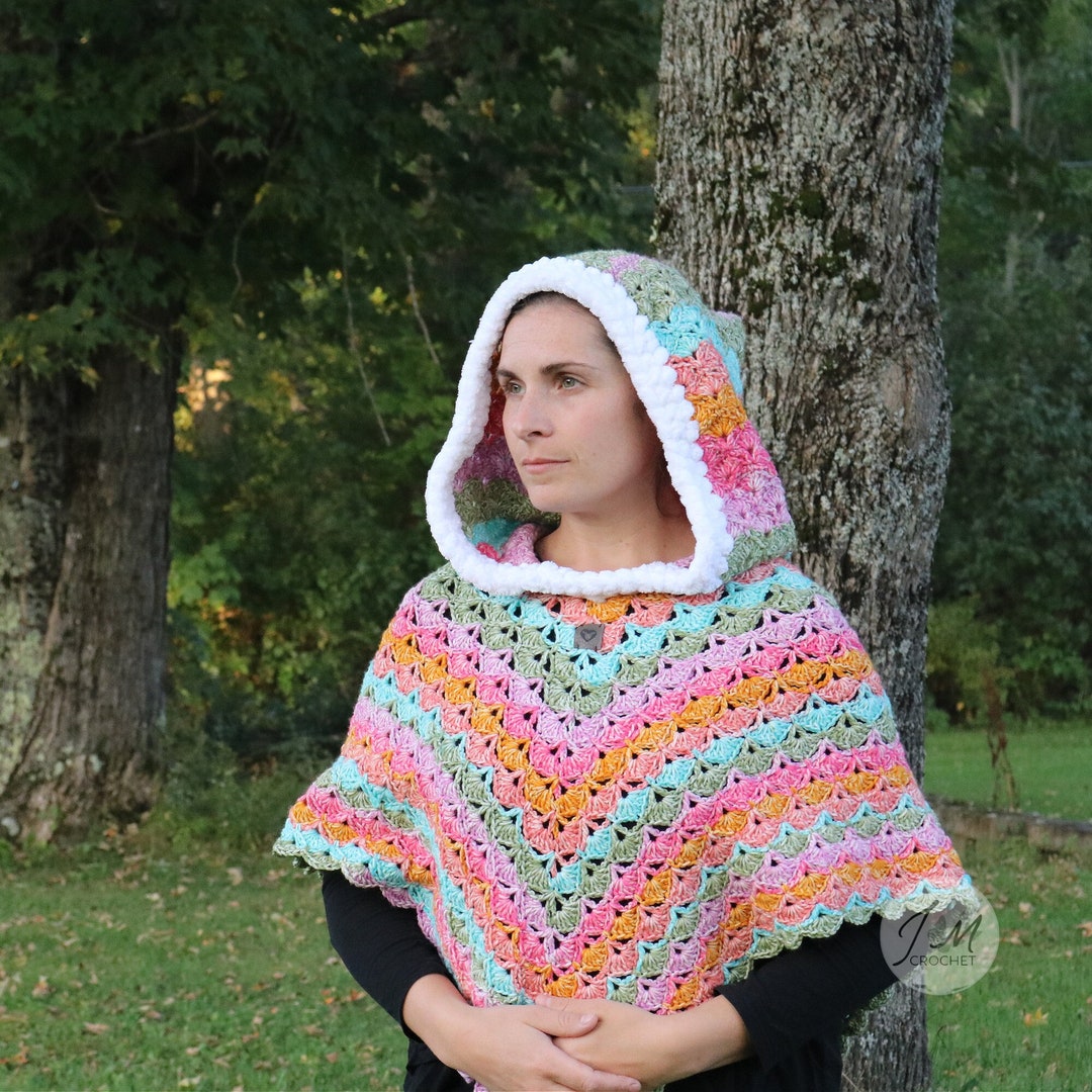 Crochet Shells Poncho Pattern: 4 Sizes + Tutorial (PDF ENGLISH Download ...
