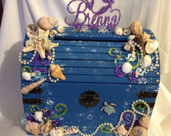 Under the Sea Card Box Treasure Chest Card Box Beach | Etsy