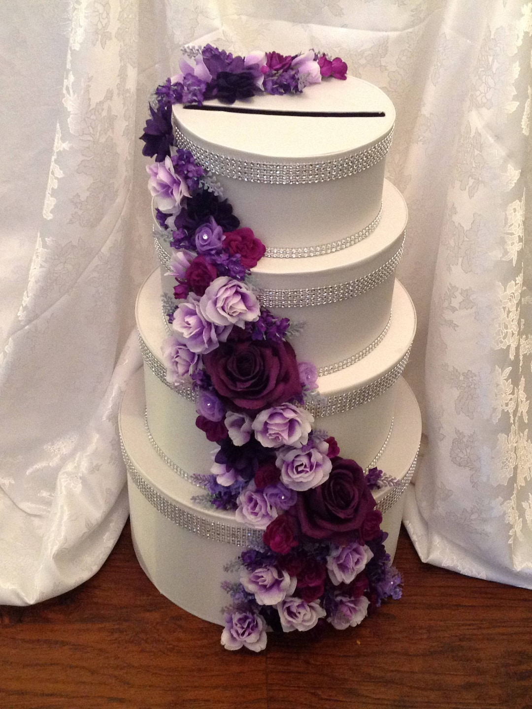 Purple Floral Wedding Card Box, Locking Card Holder - Etsy