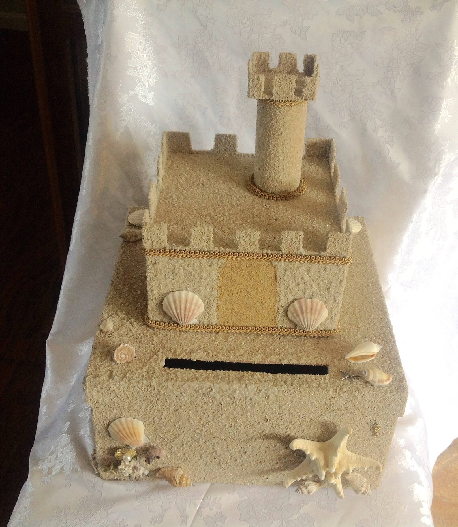 Beach Wedding Card Box, Sand Castle Design, Locking Keepsake - Etsy