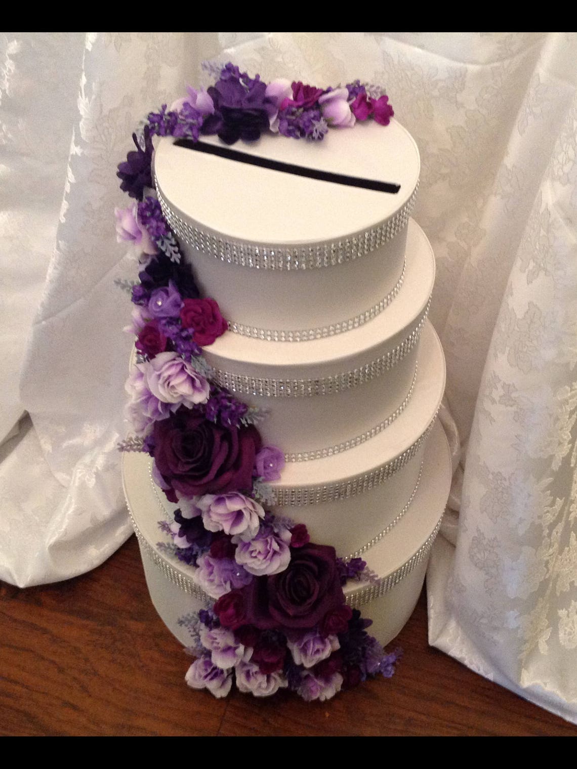 Purple Floral Wedding Card Box, Locking Card Holder - Etsy