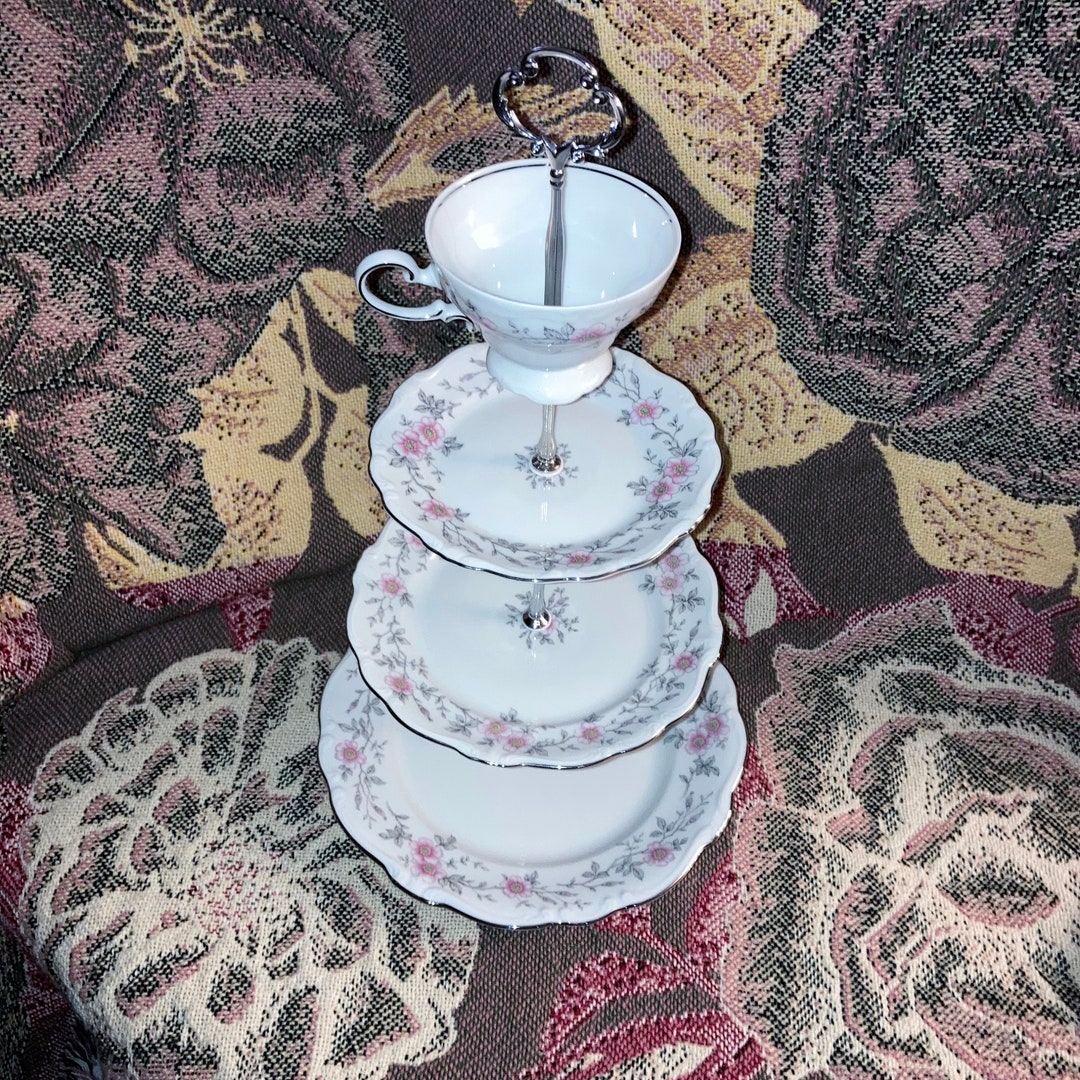 Tiered Cake Stand Cupcake Server Vintage Teacup & Saucer - Etsy