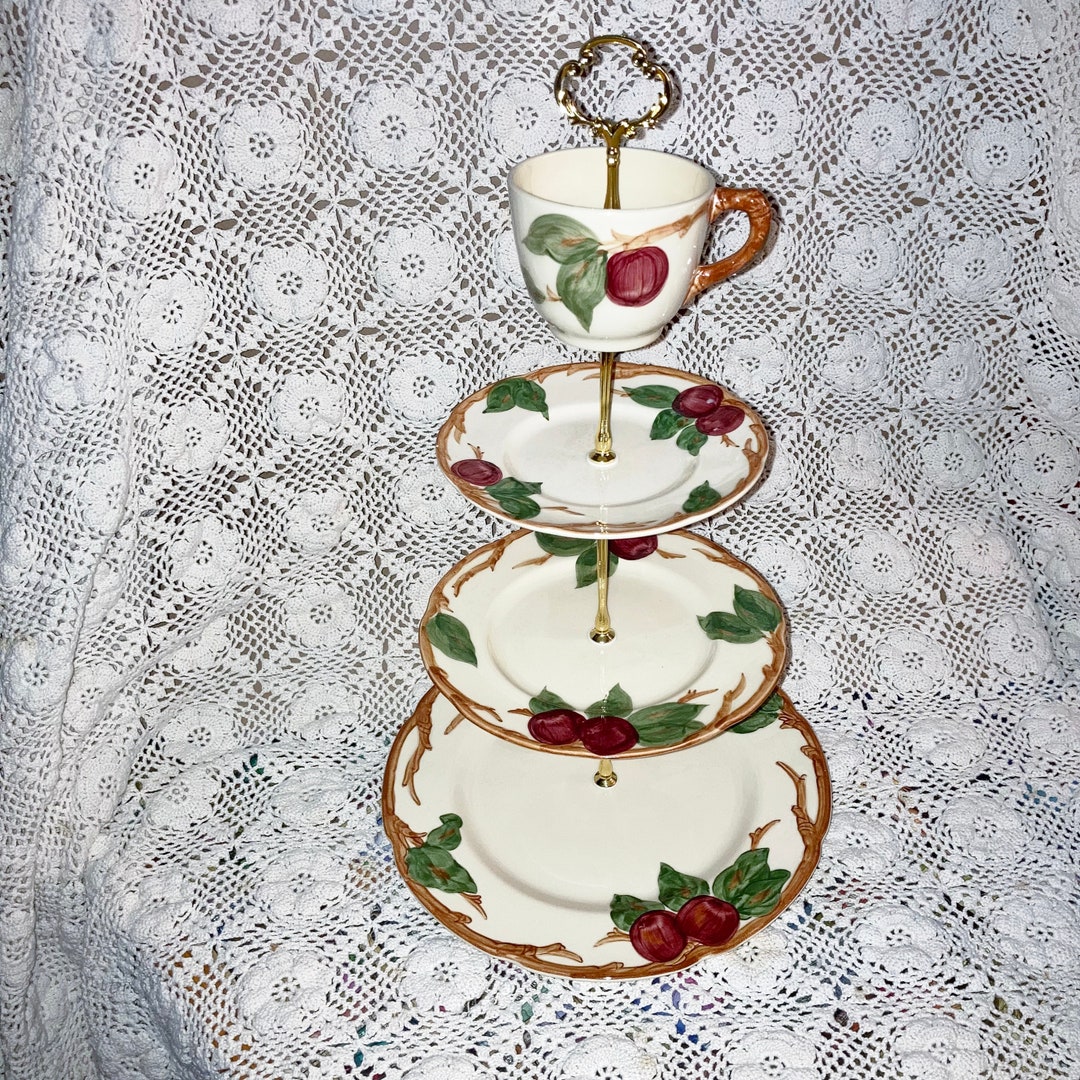 Vintage China Tiered Cake Stand, Tea Party Cupcake Tray, Macaroon ...