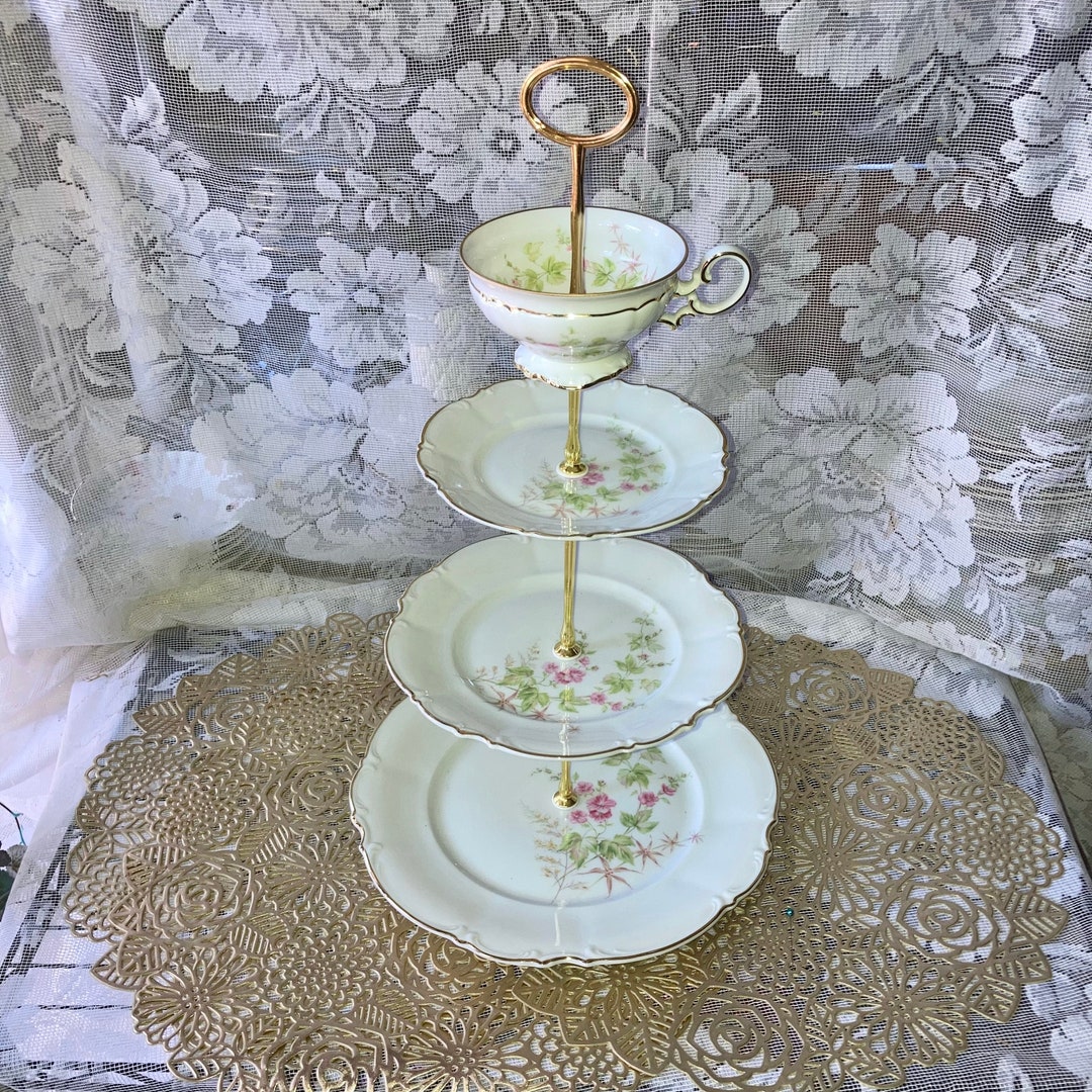 Cake Stand, Cupcake Server, Vintage Teacup & Saucer, Macaroon Server ...
