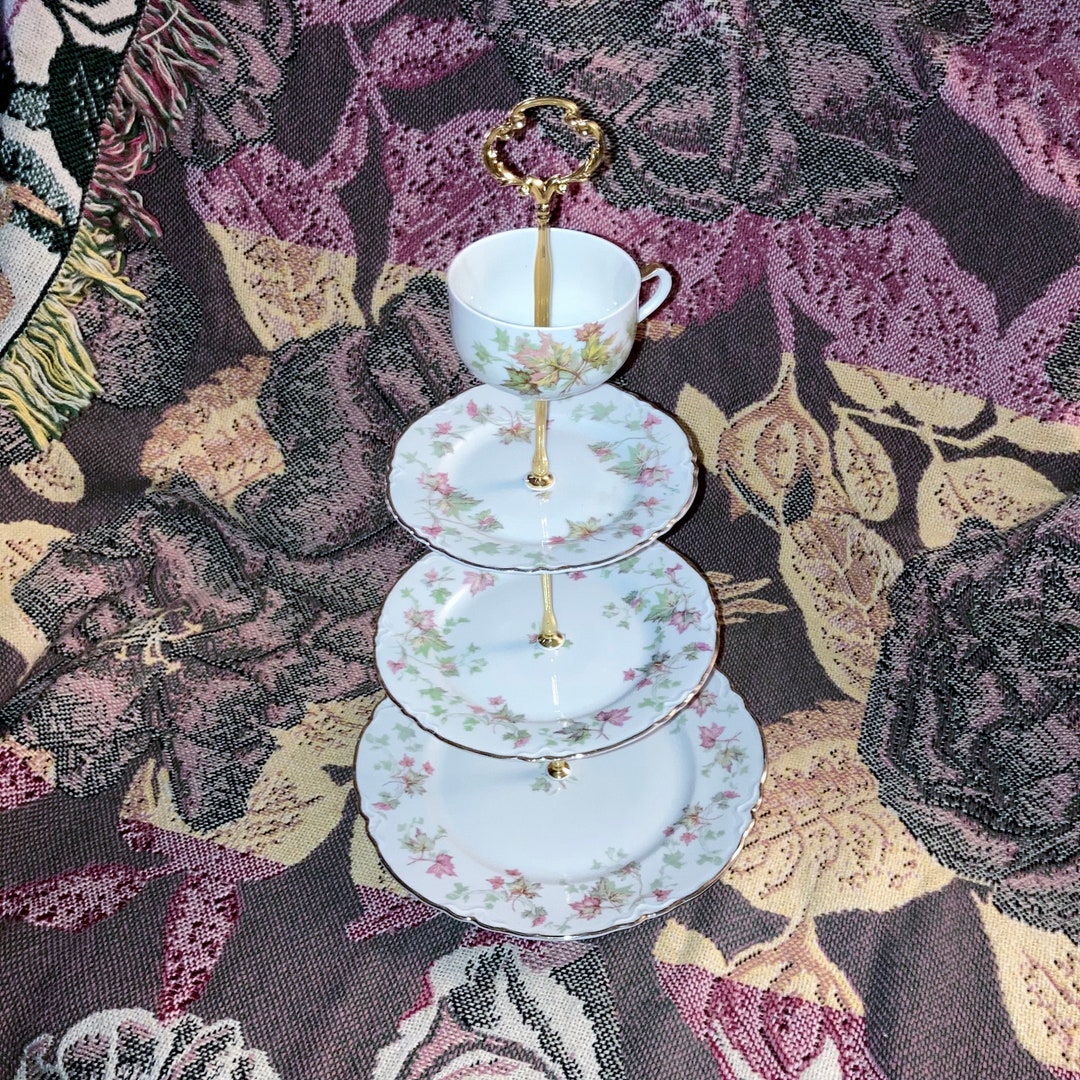 Cake Stand, Cupcake Server, Vintage Teacup & Saucer, Macaroon Server ...