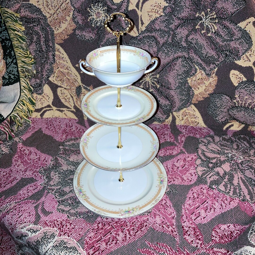 Cake Stand, Cupcake Server, Vintage Teacup & Saucer, Macaroon Server ...