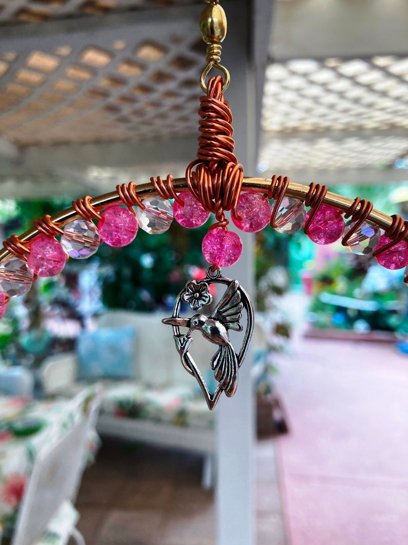 Beaded Hummingbird Swing: Garden Bird Perch With Charm - Etsy