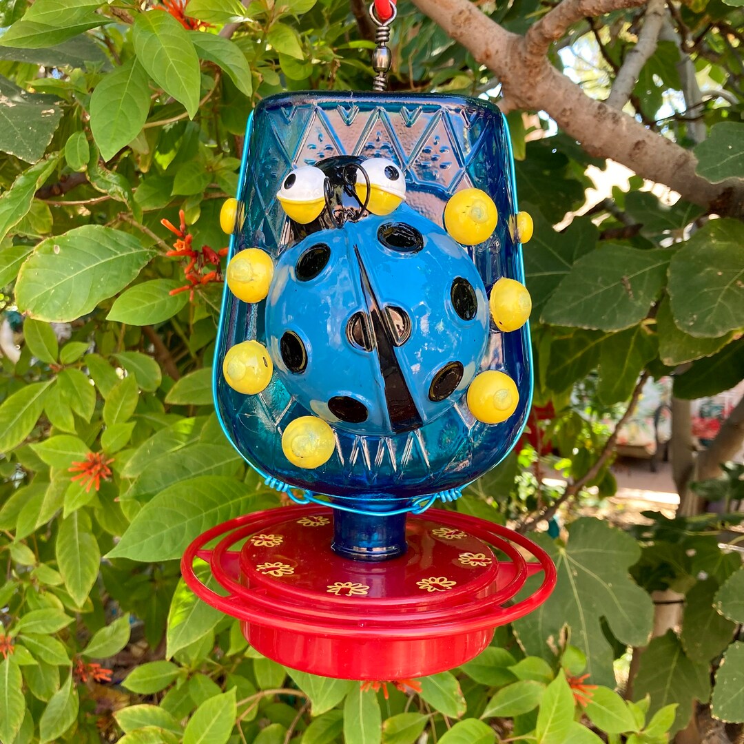 Hummingbird Feeder, Glass, Crown Royal Bottle, Metal Ladybug, Mosaic ...