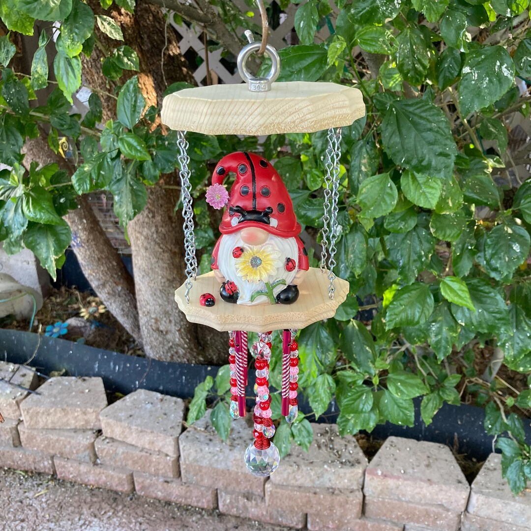 Wind Chime, Garden Gnome, Resin Gnome, Ladybug, Rainbow Maker ...