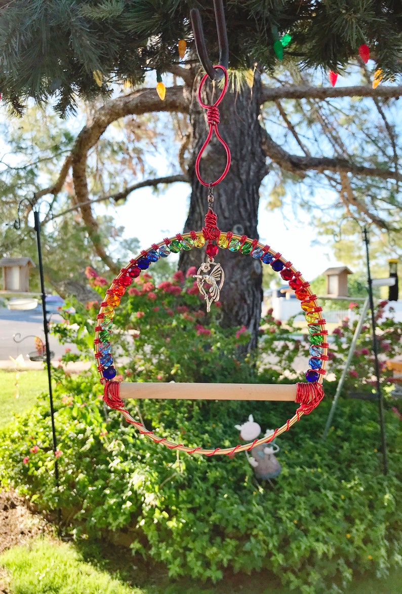 Hummingbird Swing: Beaded Garden Decor With Charm - Etsy