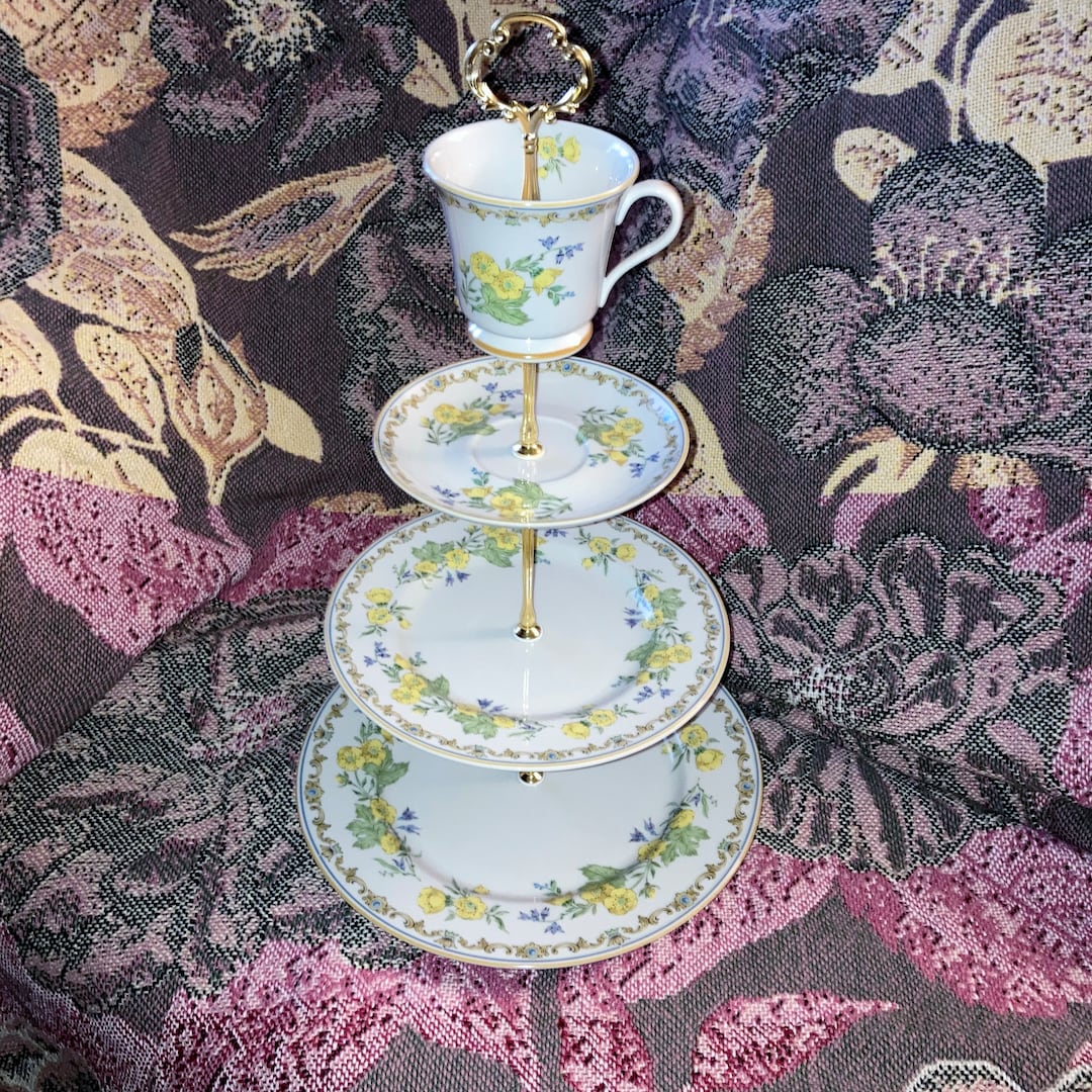 Cake Stand, Cupcake Server, Vintage Teacup & Saucer, Macaroon Server ...