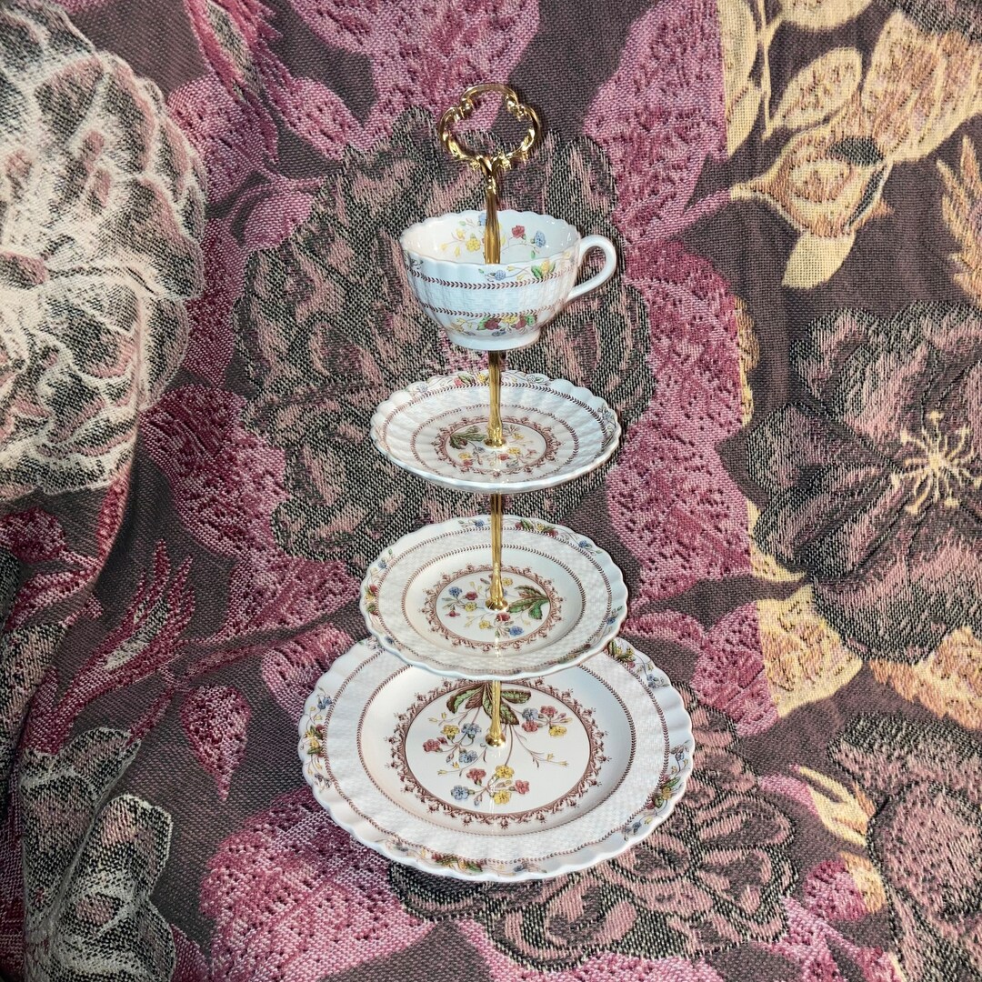 Cake Stand, Cupcake Server, Vintage Teacup & Saucer, Macaroon Server ...