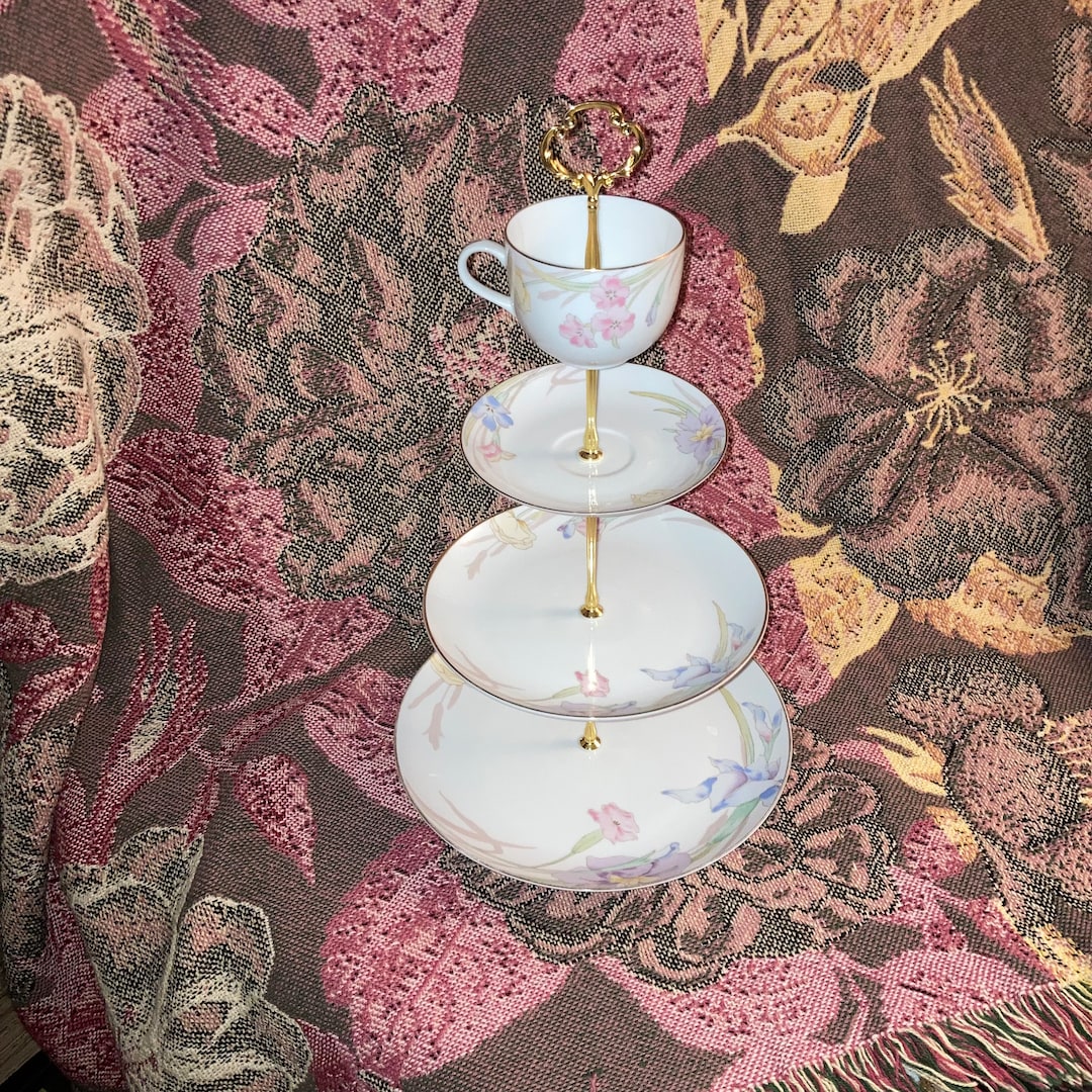 Cake Stand, Cupcake Server, Vintage Teacup & Saucer, Macaroon Server ...