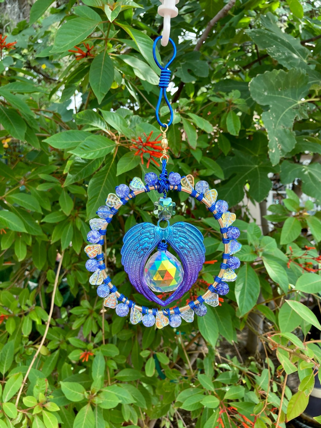 Crystal Suncatcher: Angel Wings, Glass Leaves, Rainbow Maker - Etsy