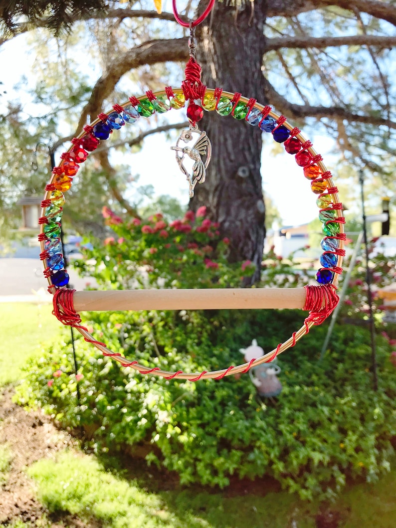 Hummingbird Swing: Beaded Garden Decor With Charm - Etsy