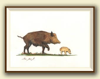 Wild boar painting | Etsy
