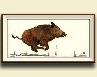 Wild boar painting | Etsy