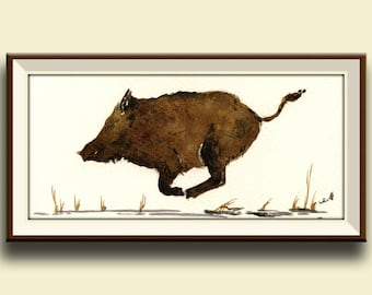 Wild boar painting | Etsy