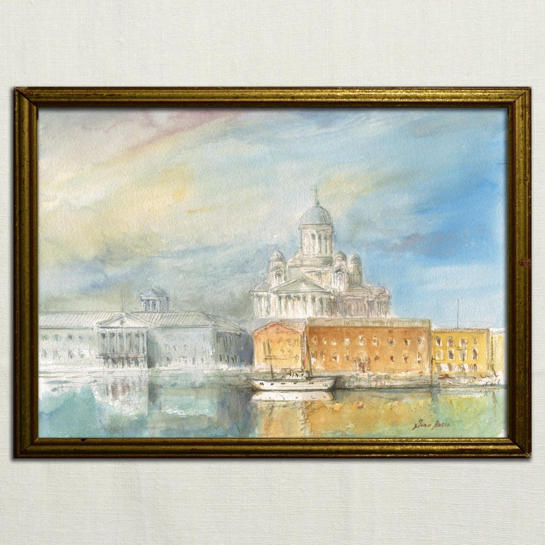 Helsinki Watercolor, Helsinki Finland Art, Helsinki Finland Painting ...