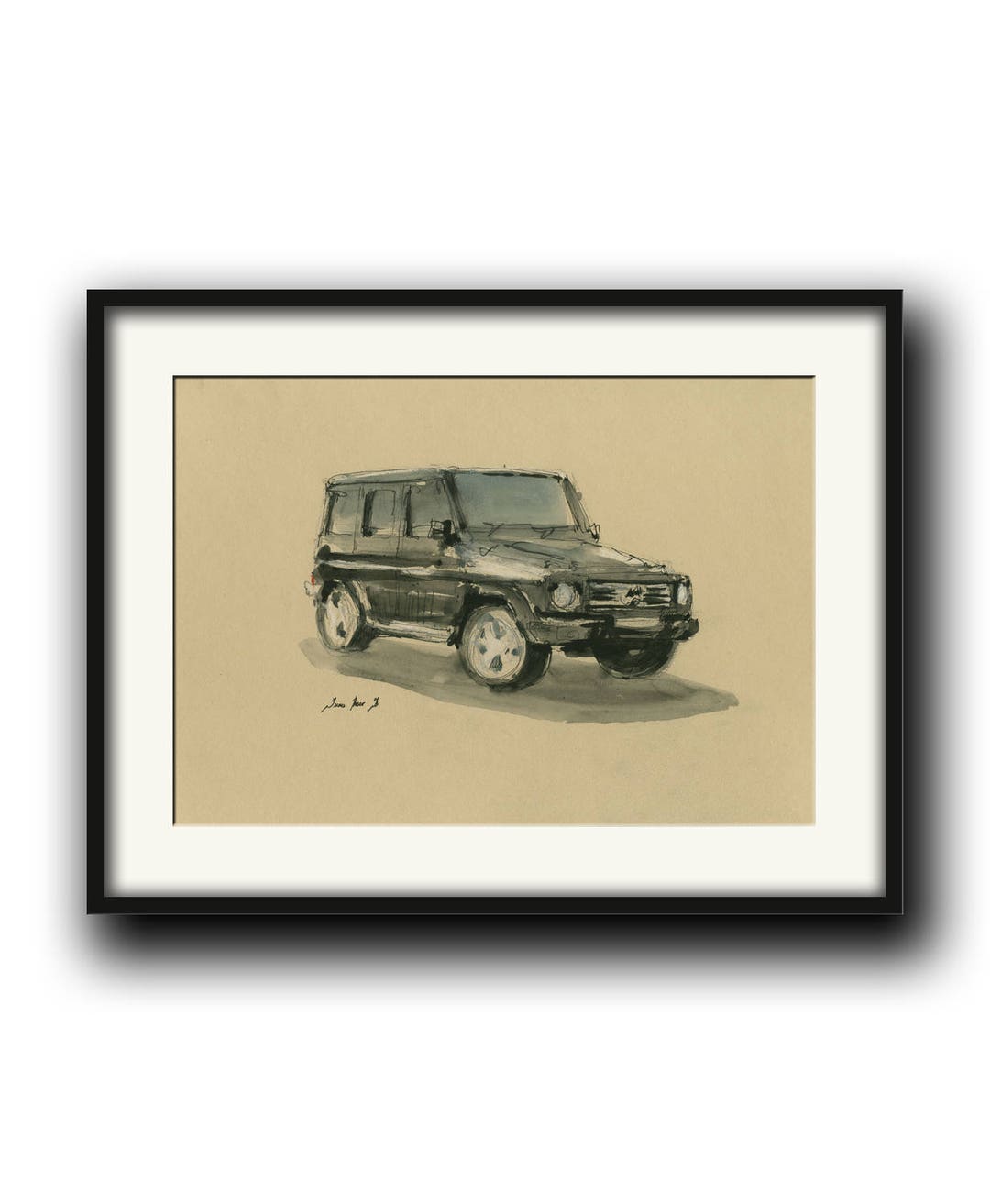 PRINT- Mercedes G Class Drawing- Mercedes Classic - Print Watercolor ...