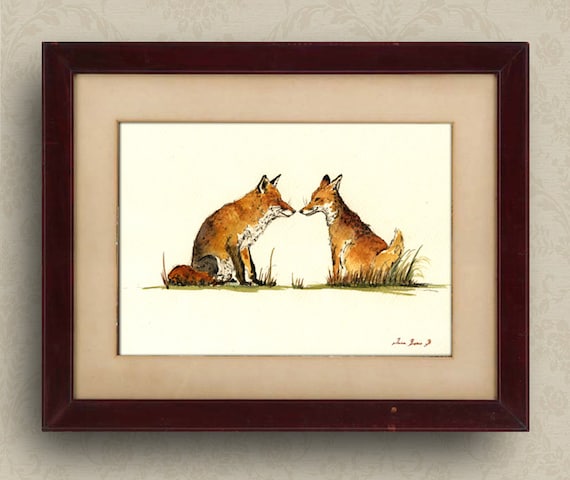 PRINT-Red fox print fox art fox love love foxes print | Etsy