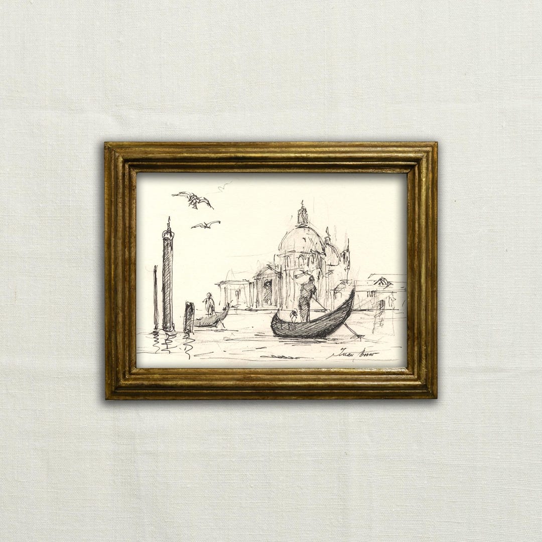 Original, NOT A PRINT - Venice Sketch Art, Italy Drawing, Old Vintage ...