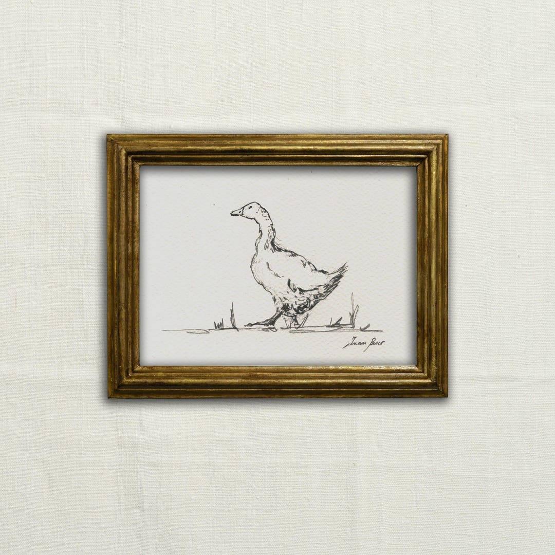 Original, NOT A PRINT - Duck Art, Duck Ink Sketch, Minimalist Duck ...