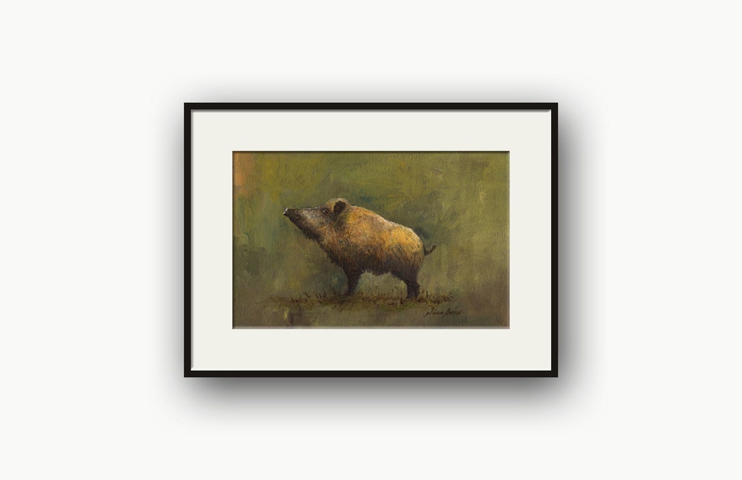 PRINT -wild Boar Oil on Paper Painting, Wild Swine Illustration, Wild ...