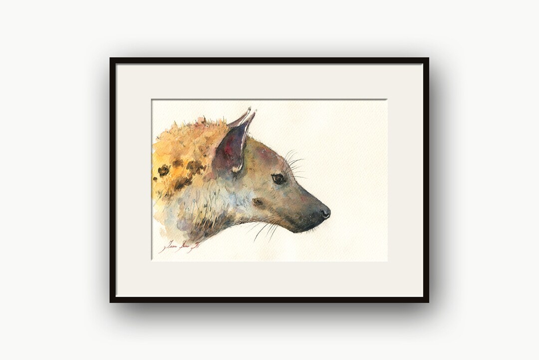 Spotted Hyena Original Waterlocor, Hyena Print, Crocuta Crocuta ...
