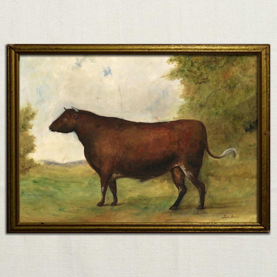 Original, NOT A PRINT, Real Oil Painting Cow Artwork, Cow Oil Painting ...