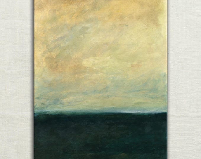 Endless Sea Horizon Oil Painting on Paper, Abstract Sea Line ...