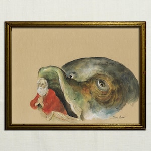 Jonah and the Whale Watercolor on Paper Painting, Religious Painting ...