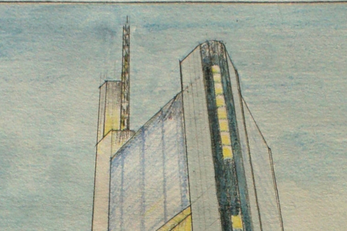 PRINT- Commerzbank Tower Foster Frankfurt Architectural Drawing ...