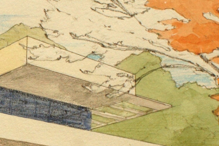 PRINT- Fallingwater House Frank Lloyd Wright Architecture Drawing - Art ...