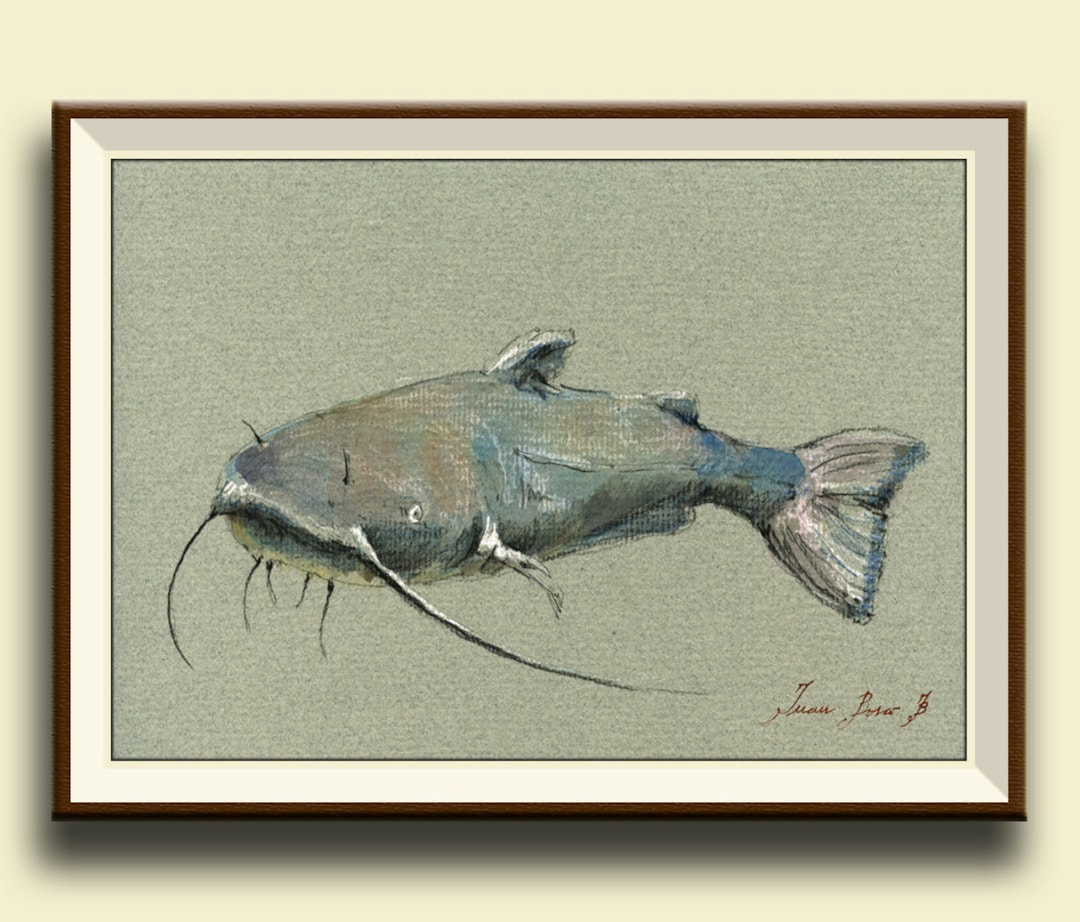 Print-catfish Fish - Fishing Decor, Catfish Painting, Catfish Art ...
