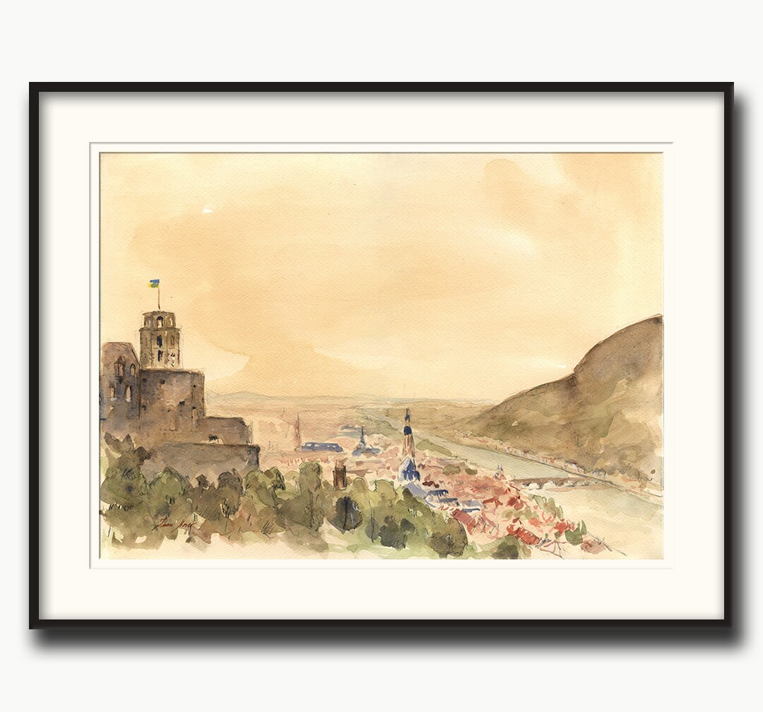 PRINT- Heidelberg Castle Architecture Drawing,heidelberg Drawing ...