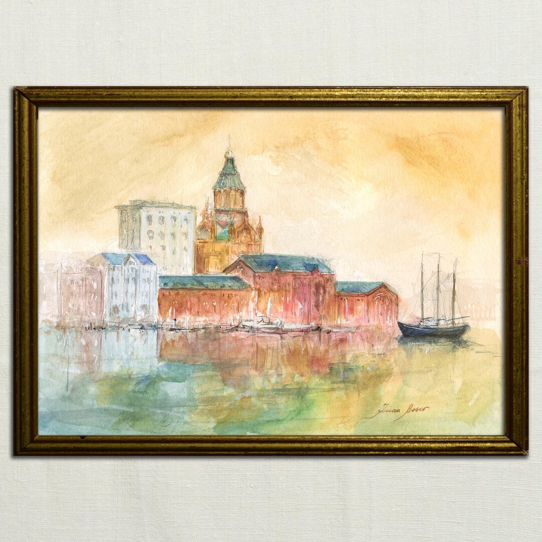 Helsinki Watercolor on Paper Painting, Uspenski Cathedral Illustration ...