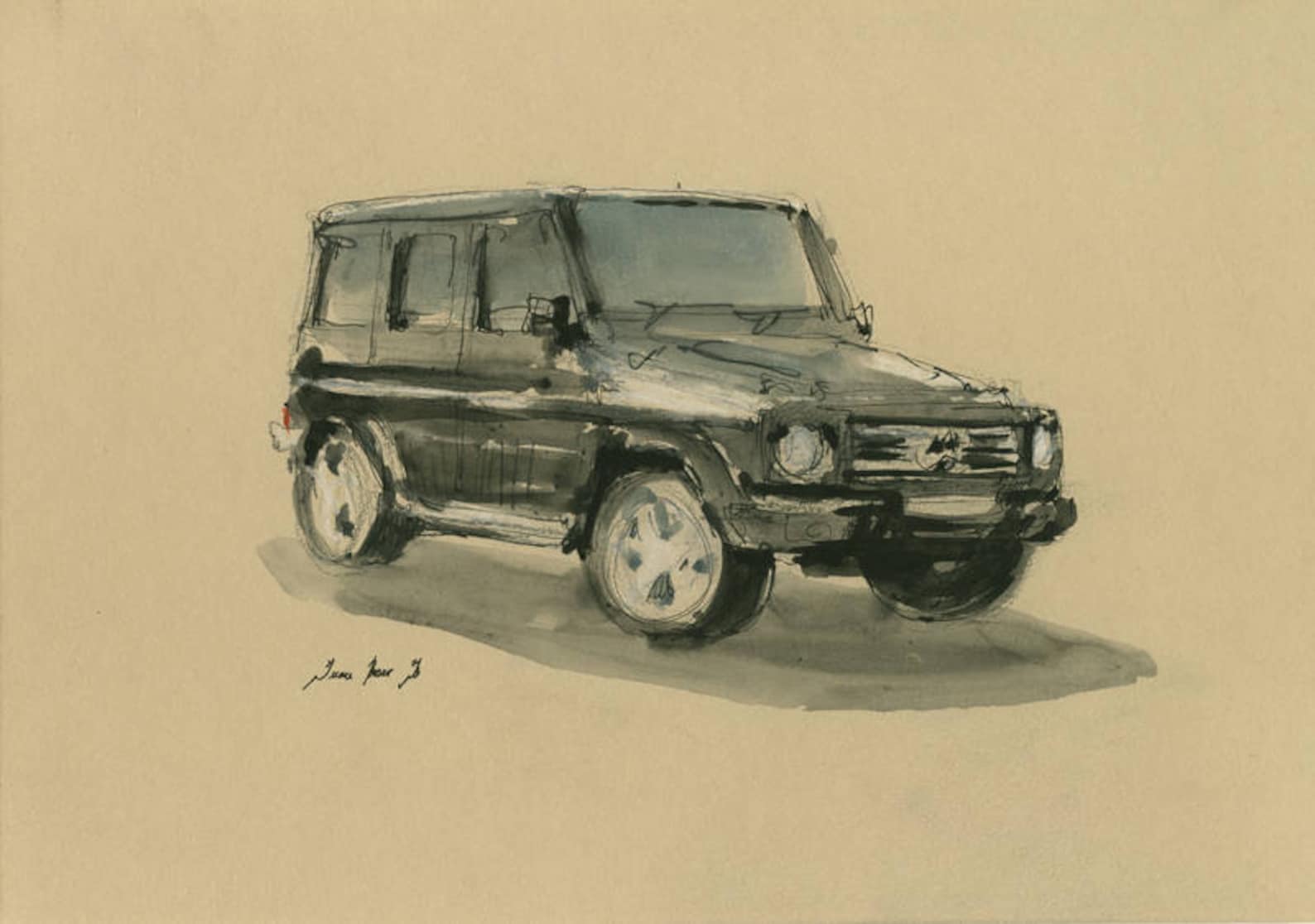 Mercedes G Class Drawing Mercedes Classic Print Watercolor - Etsy